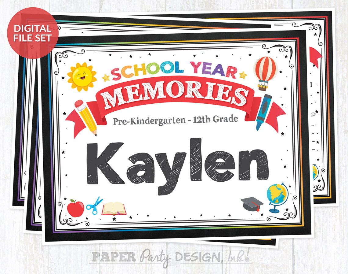 Set of 3 Names Personalized School Memory Box Printable Kit | Etsy