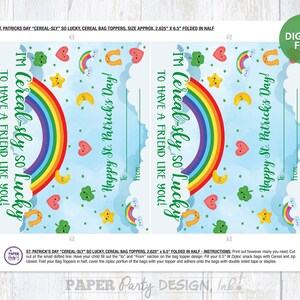 Printable St. Patrick's Day Cereal-sly so Lucky Bag Topper, St. Patrick ...