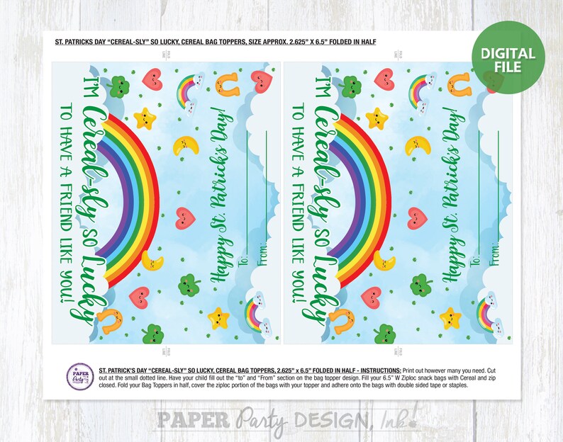 Printable St. Patrick's Day Cereal-sly so Lucky Bag - Etsy