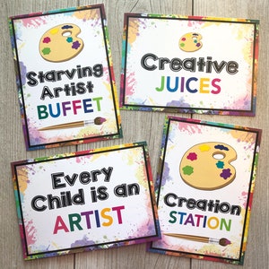 Printable Art Party Signs Set of 4, 5" X 7" Paint Party Signs, Art ...