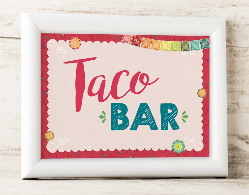 Taco Twosday Party 5 X 7 Taco Bar Sign Taco Bar - Etsy