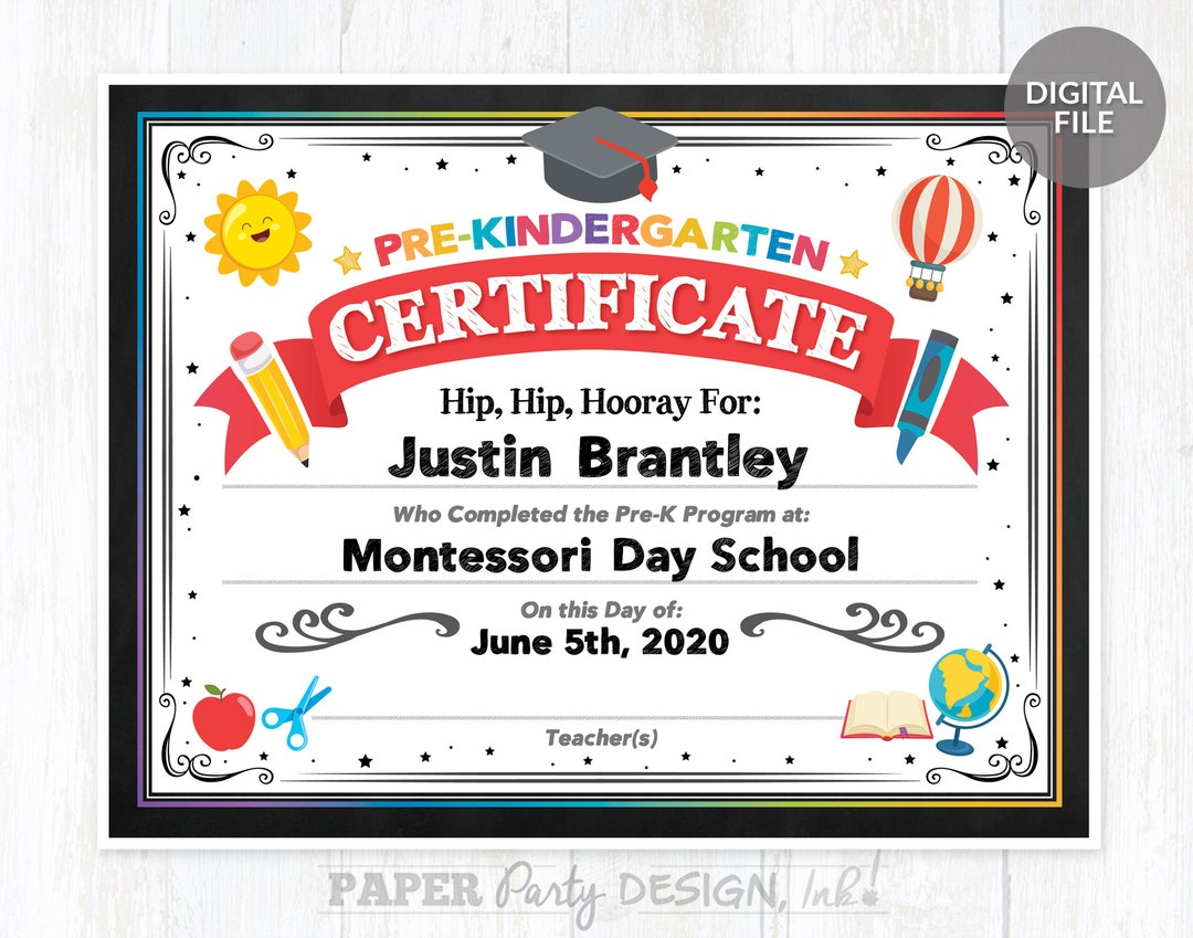 Prek Graduation Certificate Printable, Pre-k Graduate Certificate ...