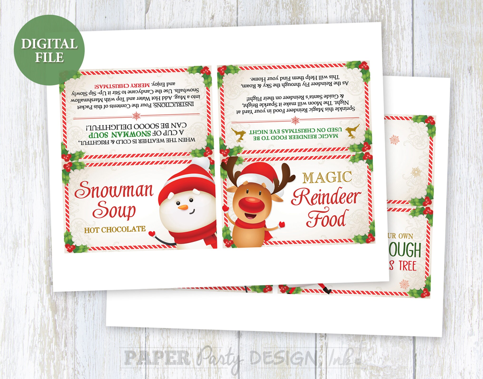 Printable Snowman Soup, Reindeer Food and Christmas Play Dough Bag ...