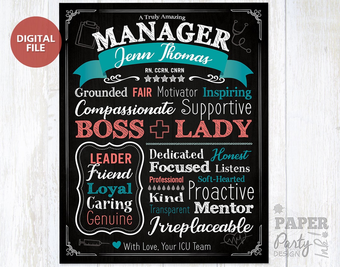 Boss Appreciation Wall Art, Manager Appreciation Printable, 16" X 20 ...