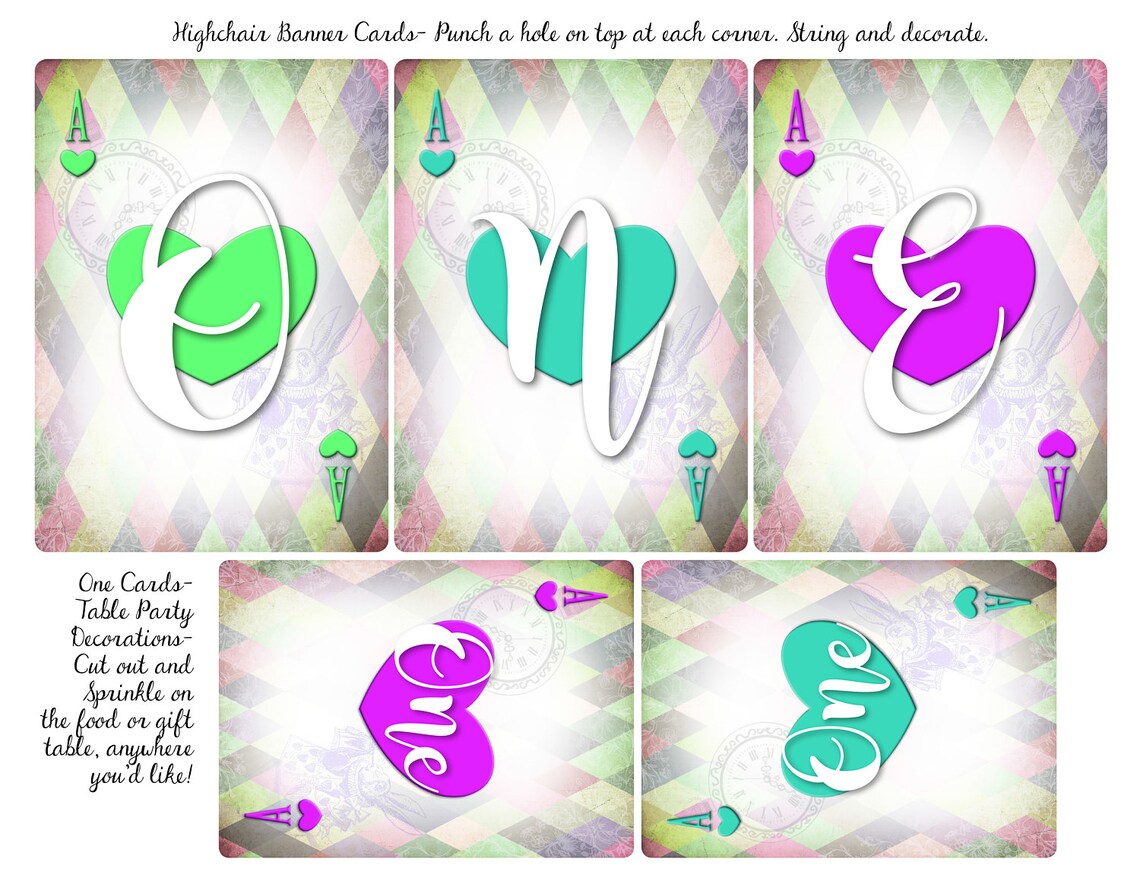 One-derland ONE Banner, Alice in One-derland Highchair Banner, One ...