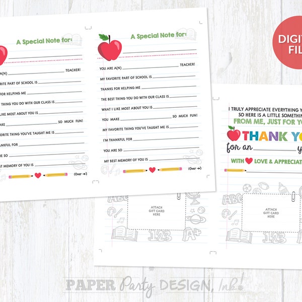 Teacher Appreciation Printable - Etsy