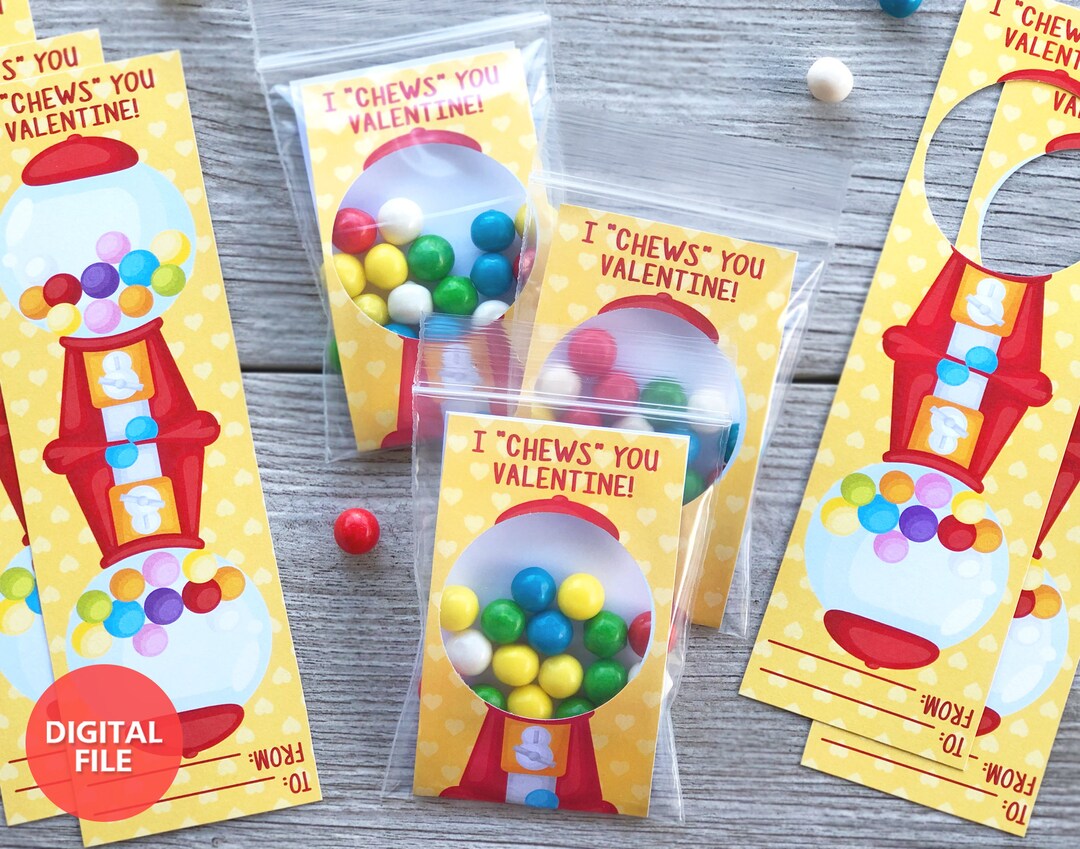 Printable Valentine's Day Gumball Cards, I "chews" You Valentine ...