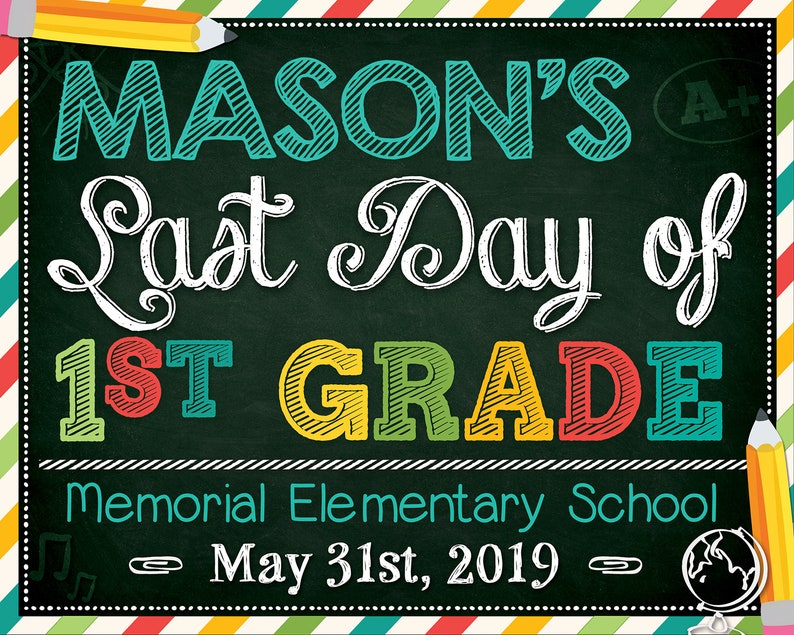 Personalized Last Day of School Sign, Graduation Sign, 8" X 10" Last ...