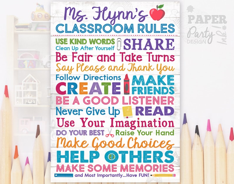Classroom Rules Digital Poster 12" X 18", Classroom Rules Sign, Teacher ...