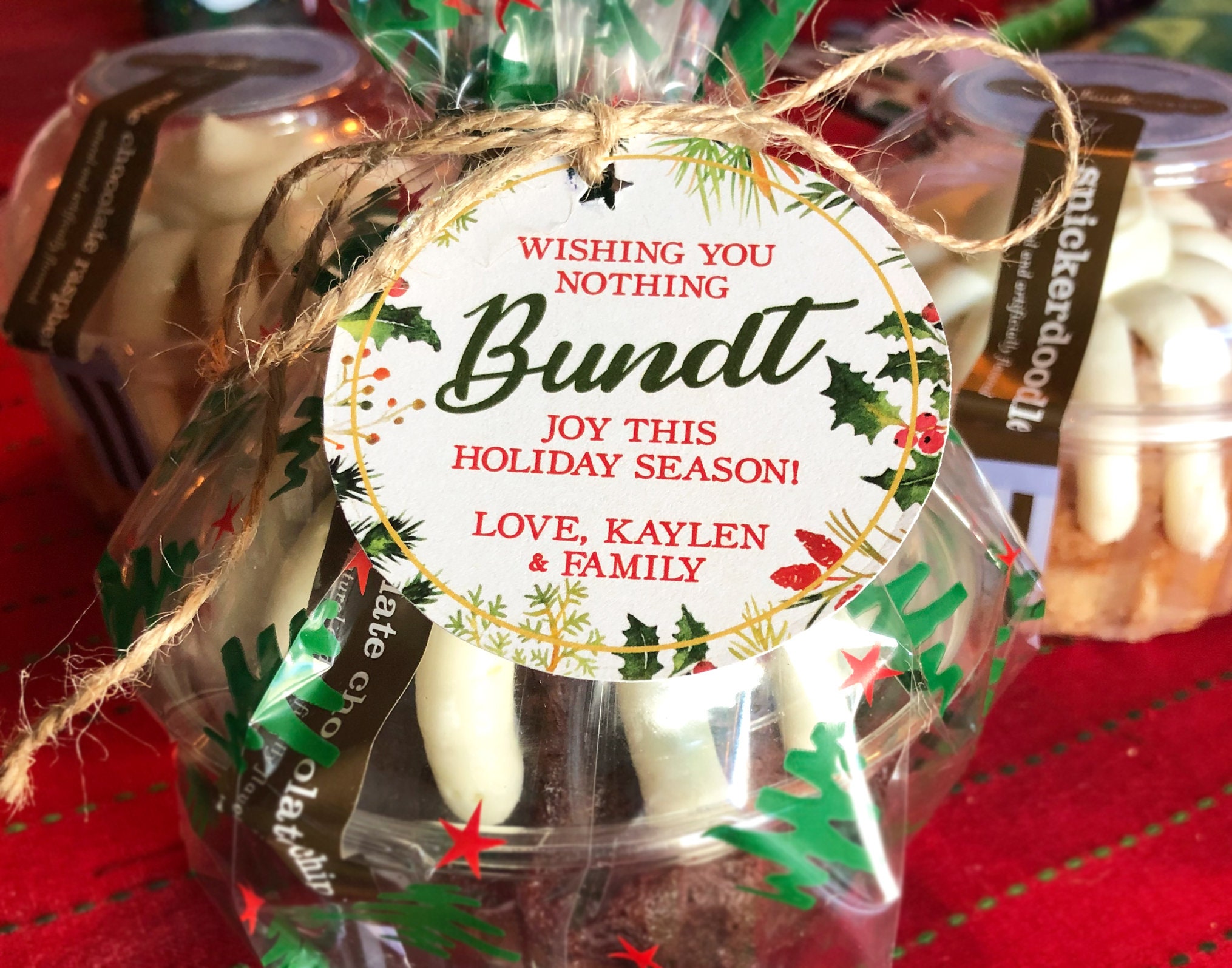 Printable Holiday Bundt Cake Tags Christmas Bundt Cake Gift | Etsy