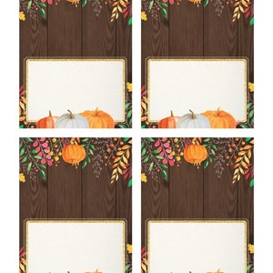 Thanksgiving Printable Food Labels, Fall Printable Food Labels ...