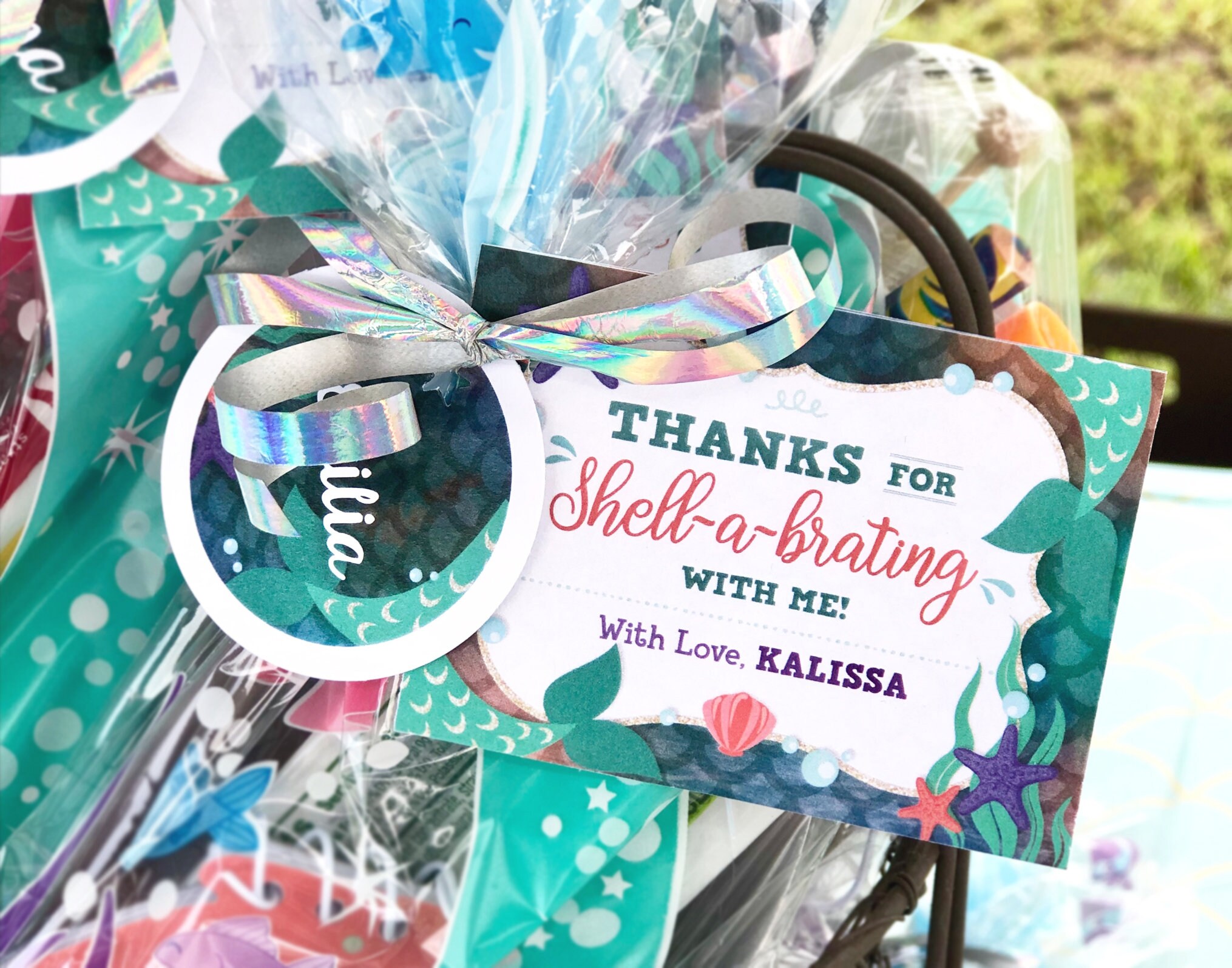 Mermaid Birthday Favor Tag Set, Mermaid Party Printable Thank You Tags ...
