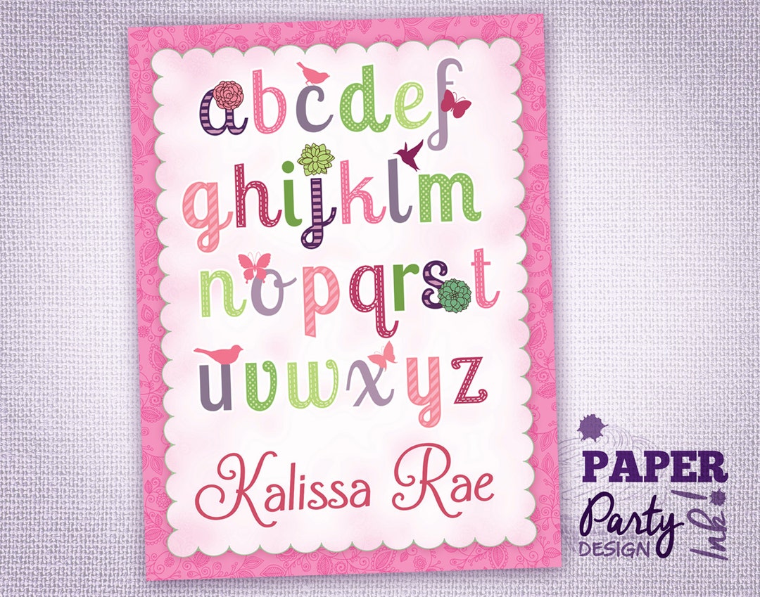 Nursery ABC Poster, 18" X 24" Personalized Girl ABC Poster, Printable ...