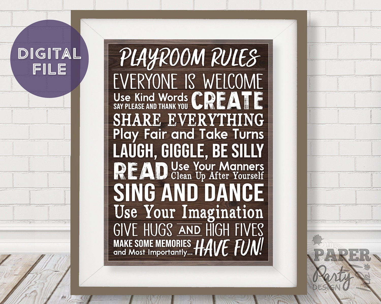 18" X 24" Playroom Rules Digital Poster, Playroom Rules Poster ...