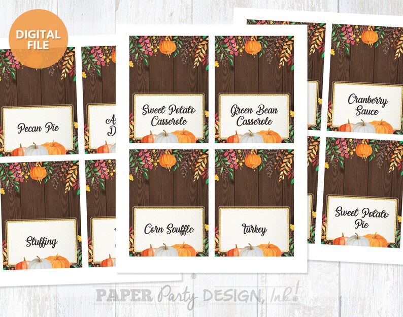 Thanksgiving Printable Food Labels Fall Printable Food - Etsy