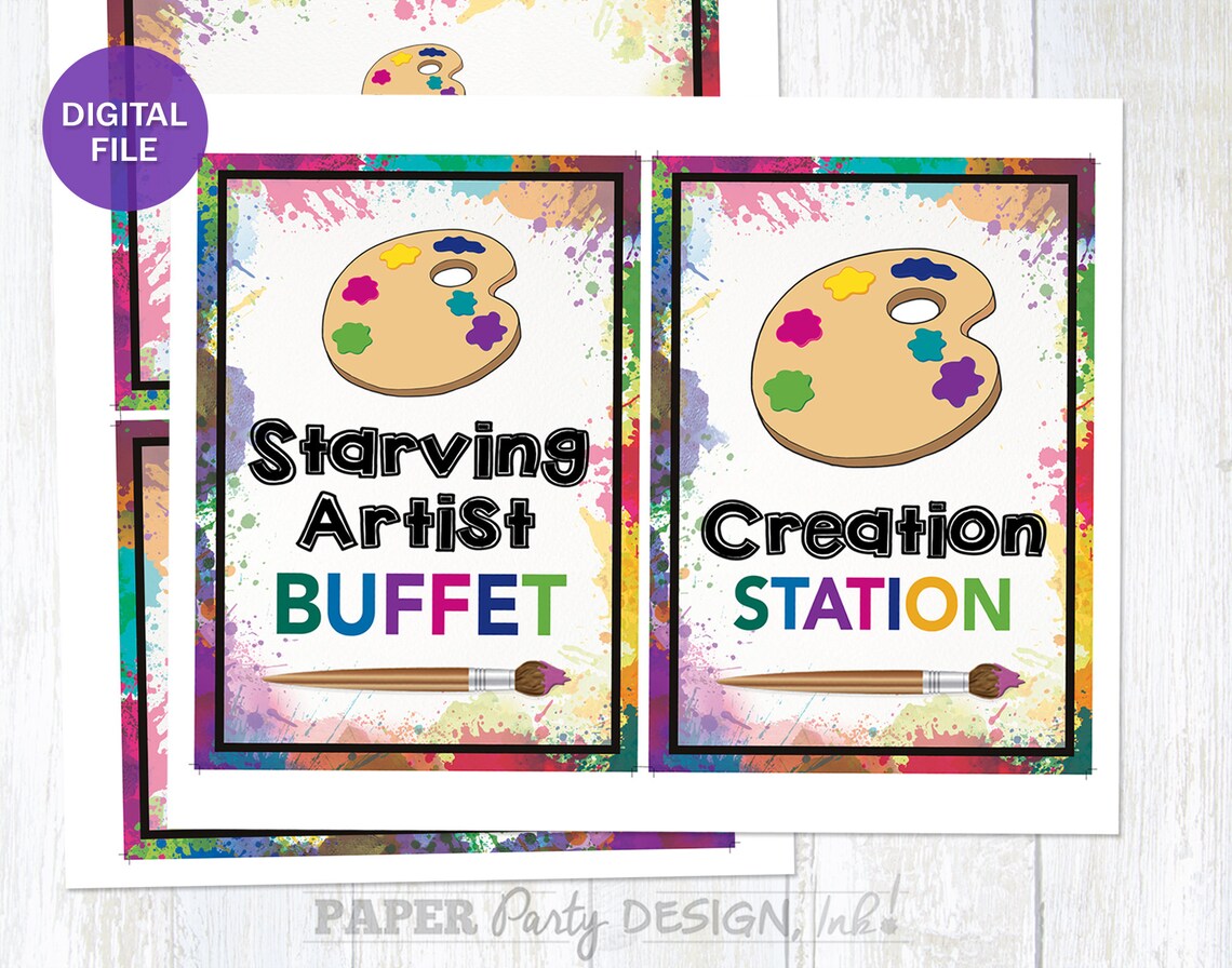 Printable Art Party Signs Set of 4 5 X 7 Paint | Etsy