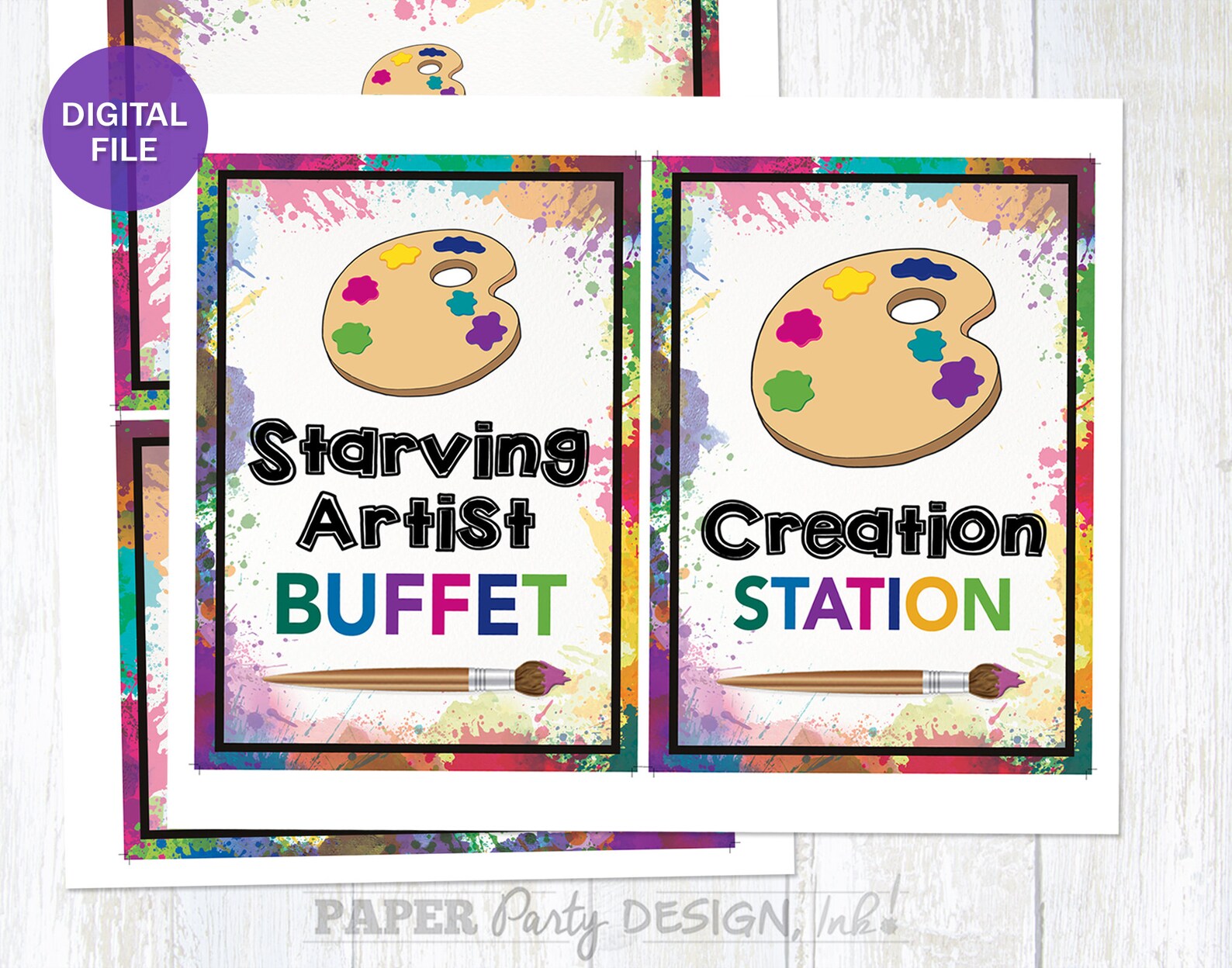 Printable Art Party Signs Set of 4 5 X 7 Paint | Etsy