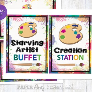 Printable Art Party Signs Set of 4, 5" X 7" Paint Party Signs, Art ...
