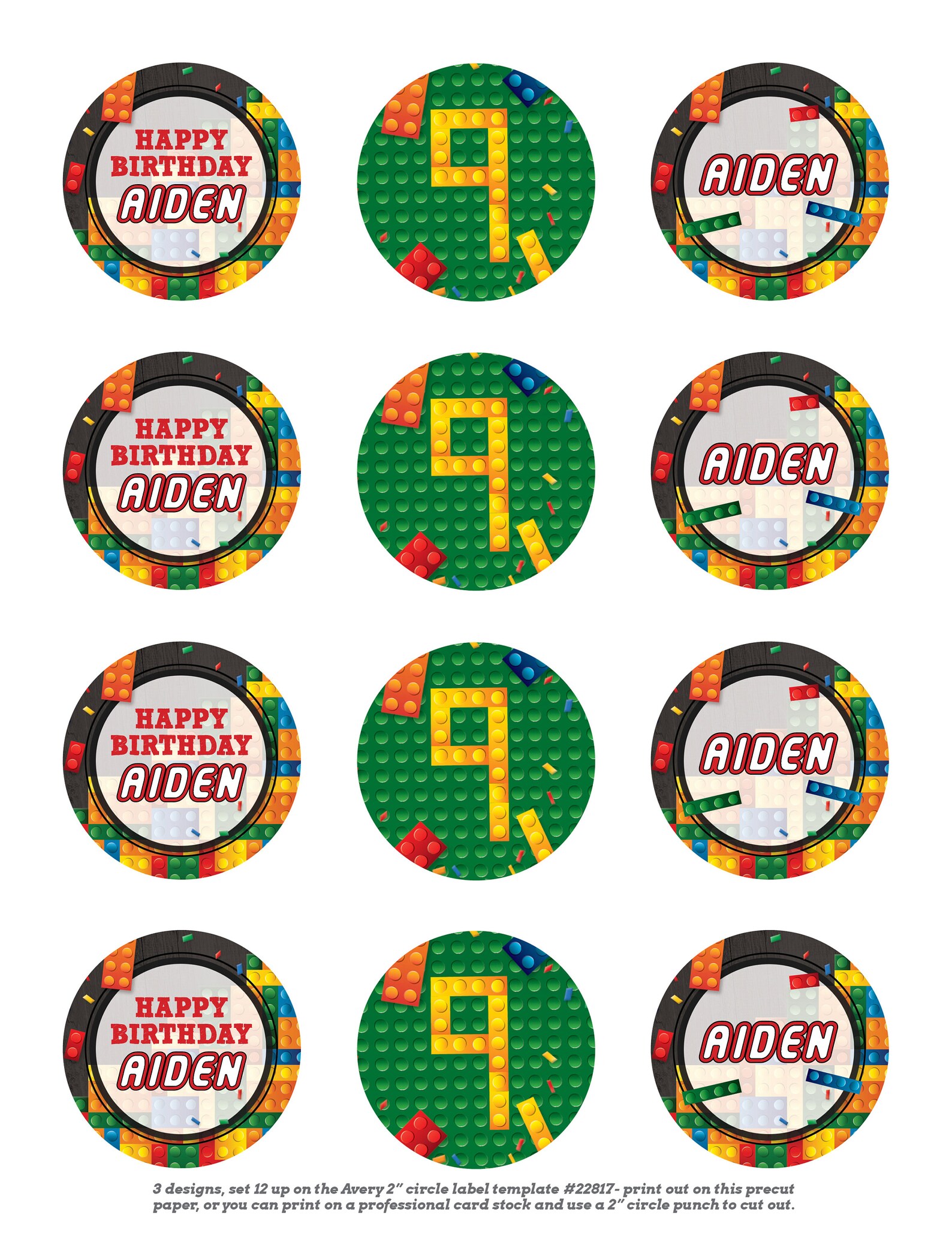 Printable Building Blocks Dessert Toppers Color Bricks - Etsy