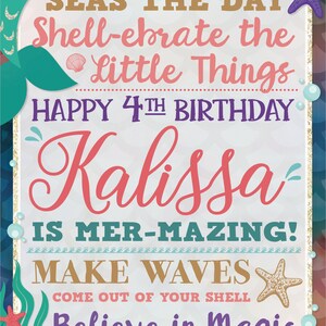 Personalized Mermaid Birthday Sign, Mermaid Party Printable 8" X 10 ...