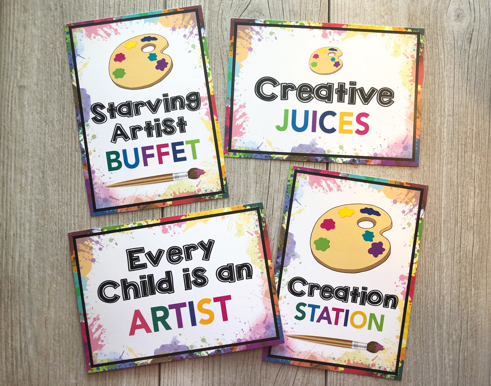 Printable Art Party Signs Set of 4, 5