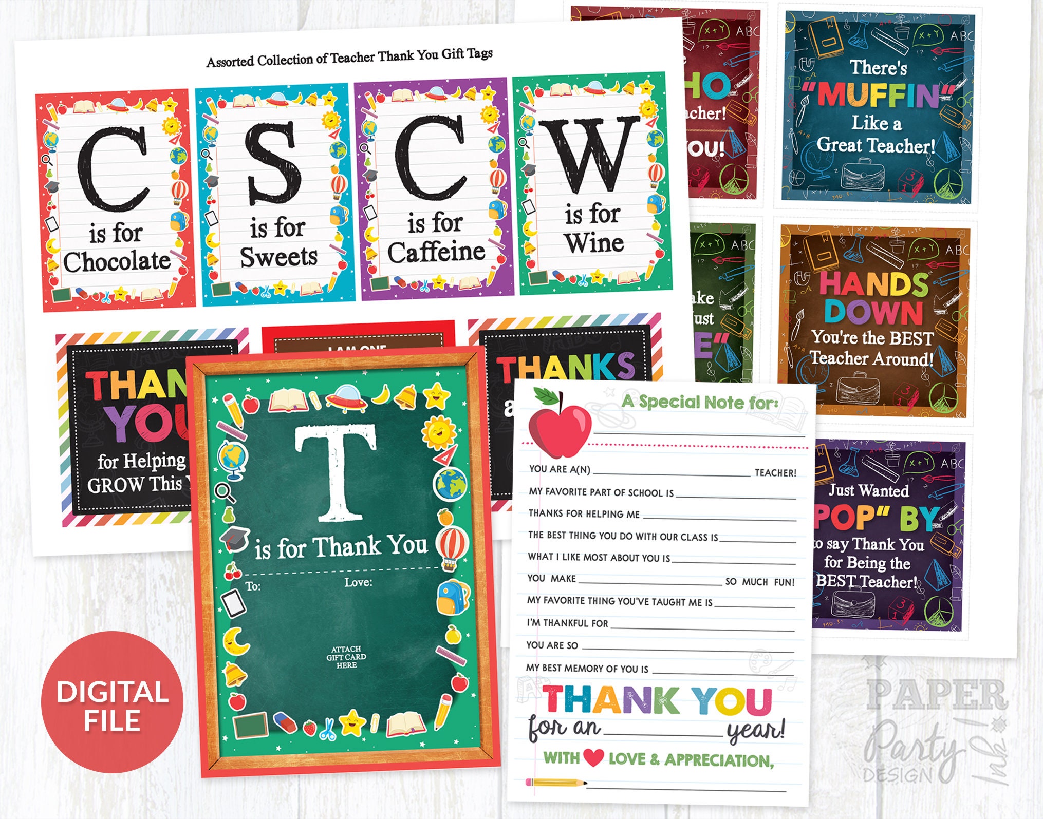 Teacher Appreciation E-learning Note and Tag Set Printables | Etsy