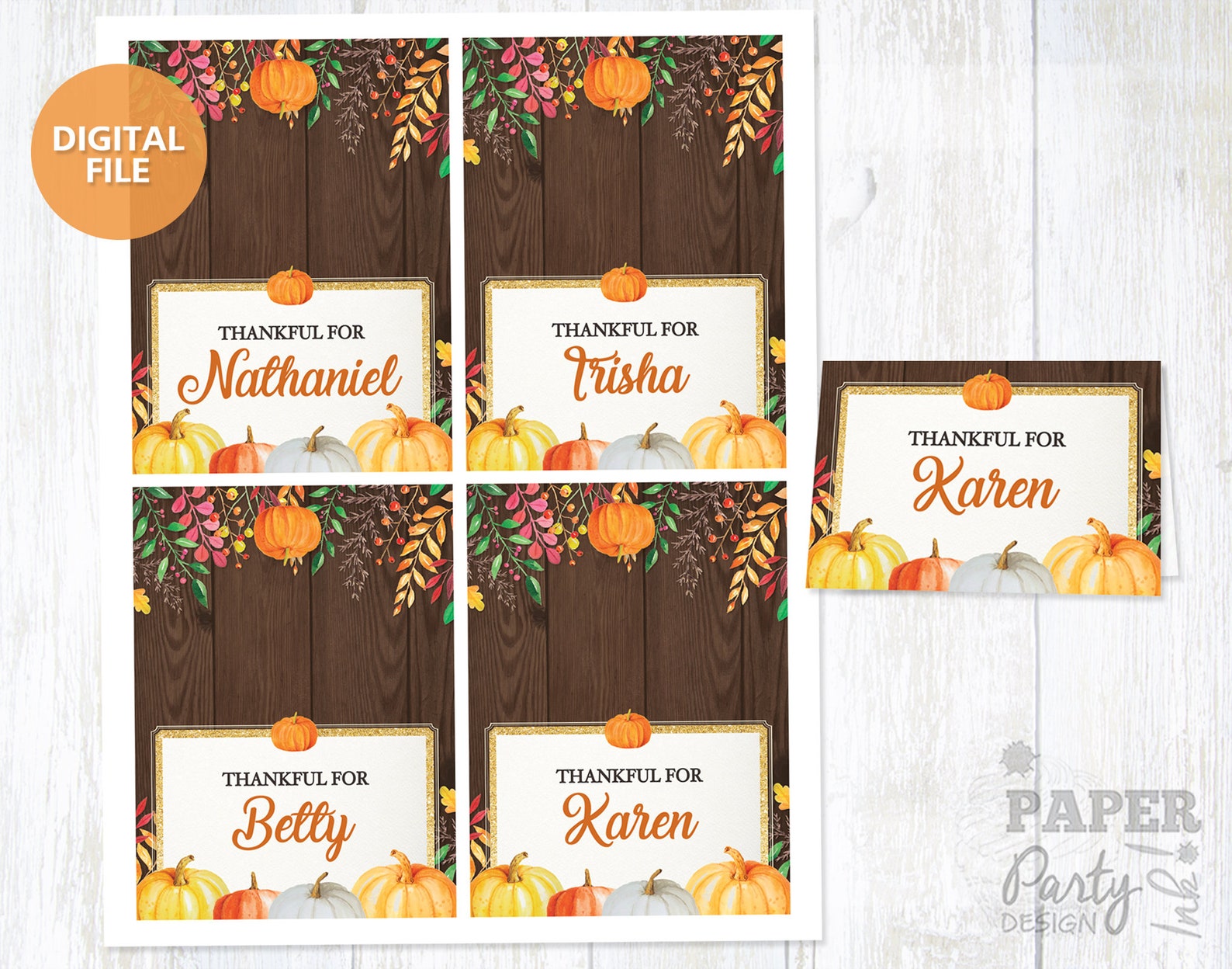Thanksgiving Printable Name Cards, Fall Printable Place Cards ...