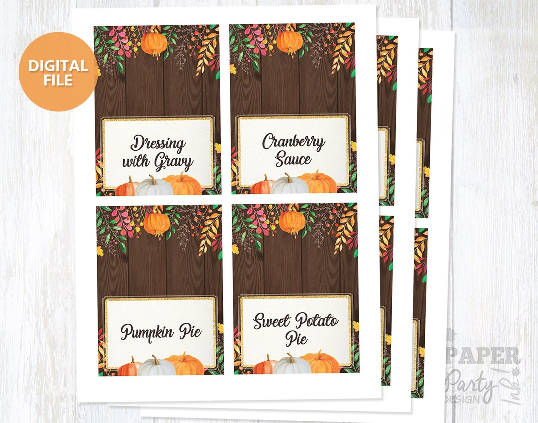 Thanksgiving Printable Food Labels, Fall Printable Food Labels ...