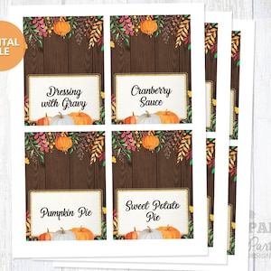 Thanksgiving Printable Food Labels, Fall Printable Food Labels ...