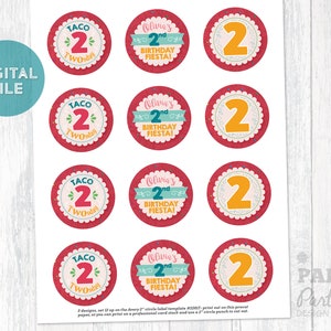 Taco Twosday Party Cupcake Toppers and Table Confetti, Personalized ...