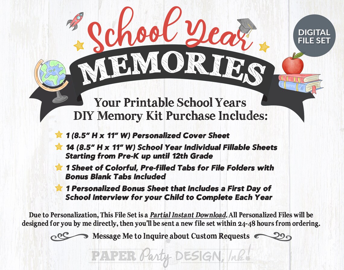 Personalized School Memory Box Printable Kit DIY School - Etsy