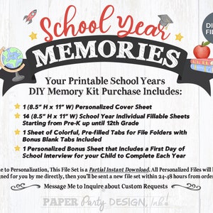 Personalized School Memory Box Printable Kit, DIY School Keepsake Kit ...