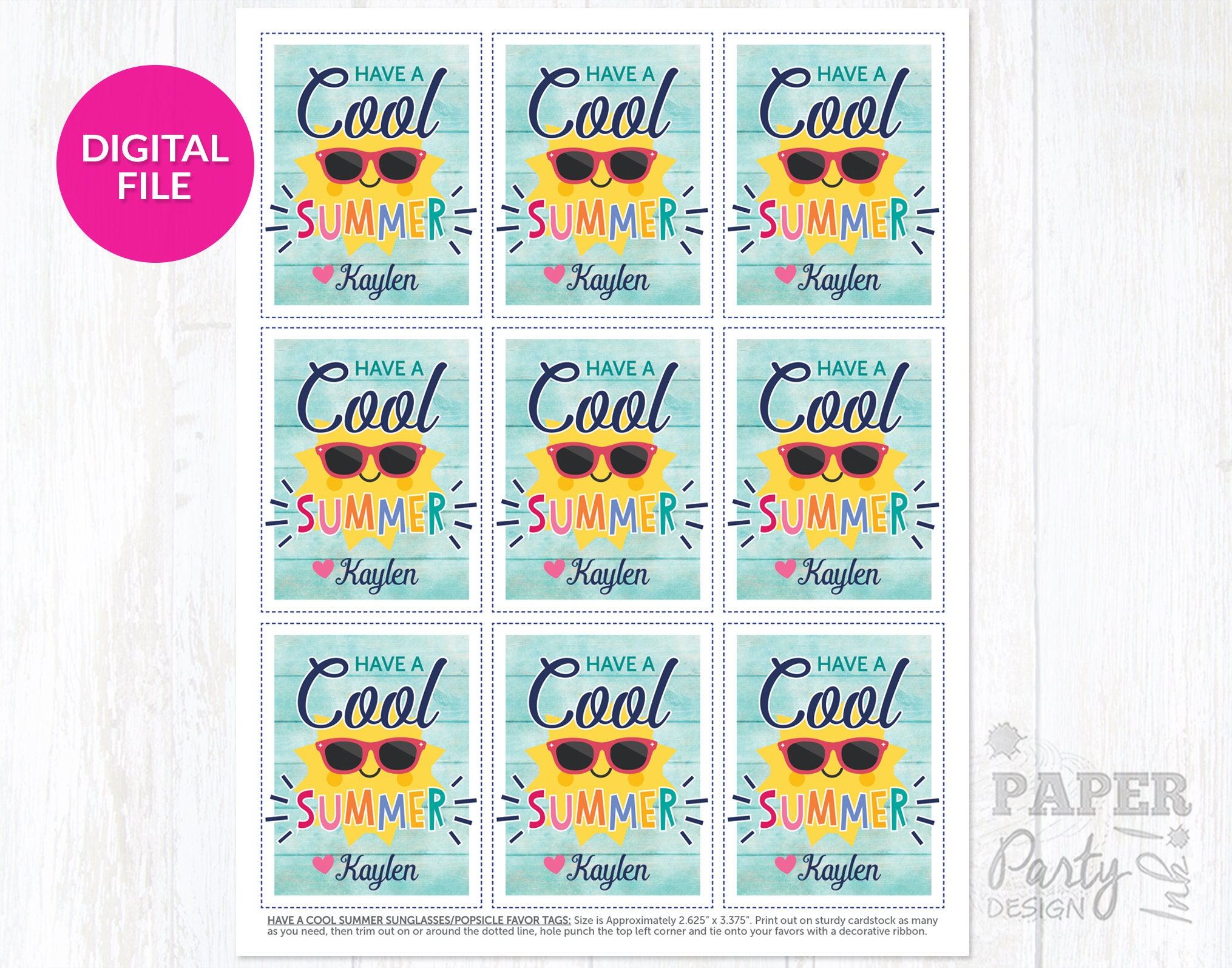 Digital Have a Cool Summer Tags Summer Favor Tags for School - Etsy