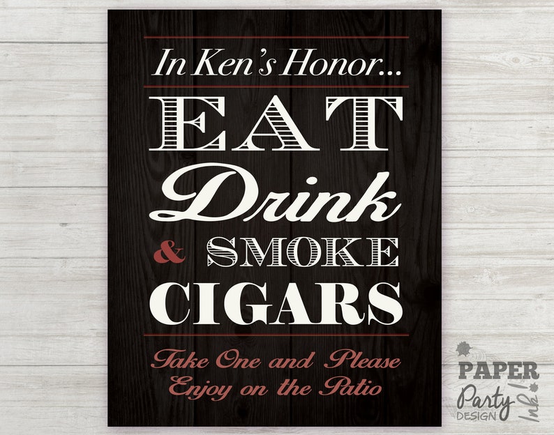 Cigar Bar Custom Sign, 8 X 10 Digital Cigar Bar Sign, Personalized ...