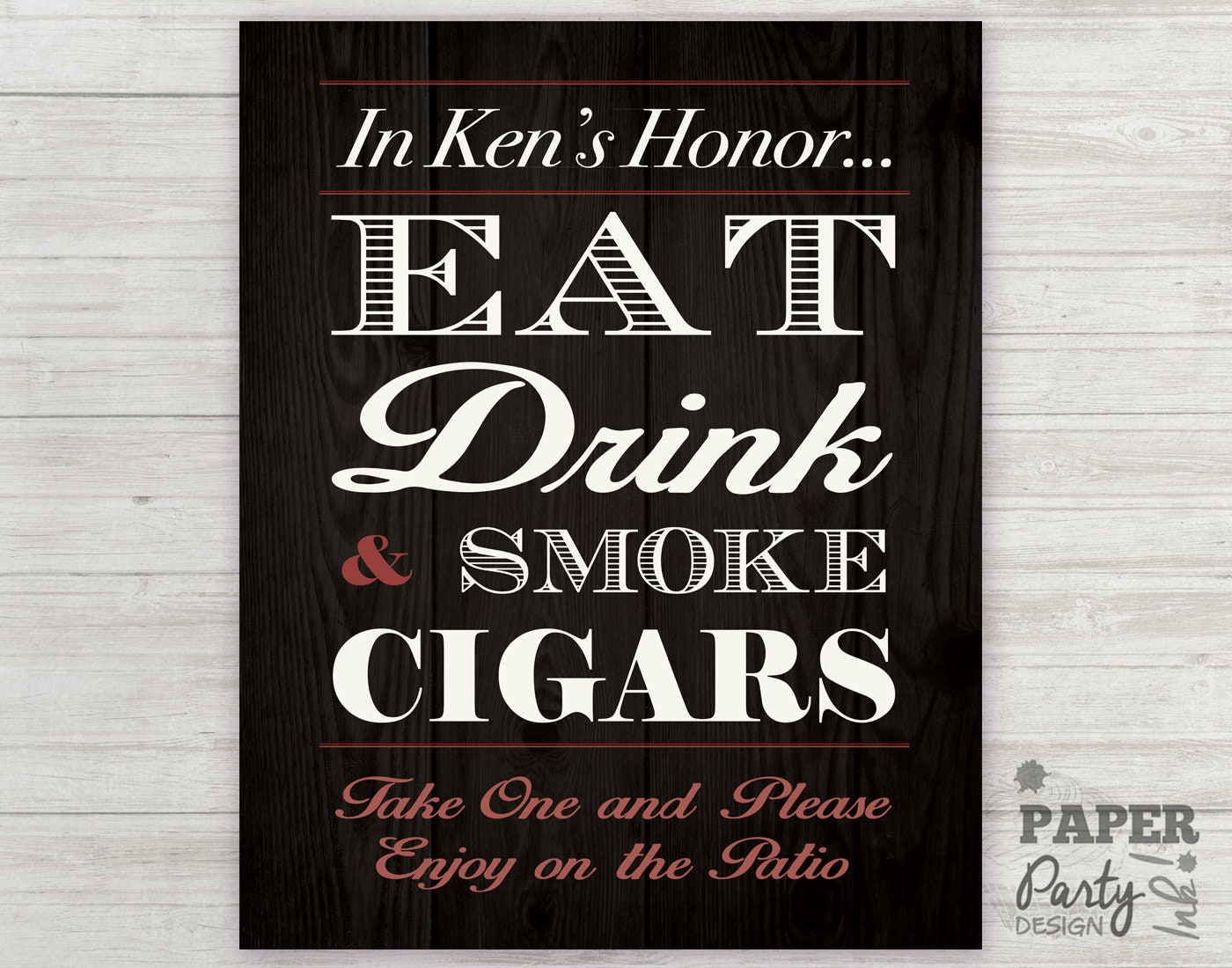 Cigar Bar Custom Sign, 8 X 10 Digital Cigar Bar Sign, Personalized ...