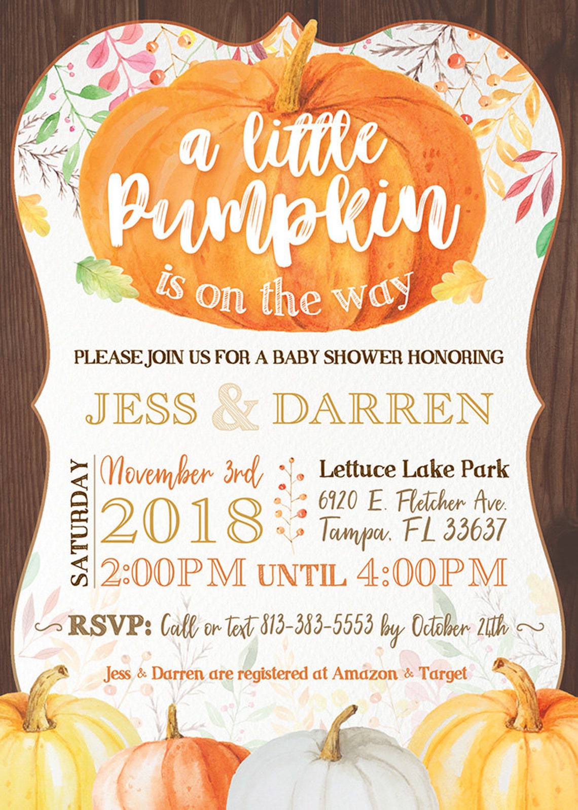 Little Pumpkin Baby Shower Invitation 5 X 7 - Etsy