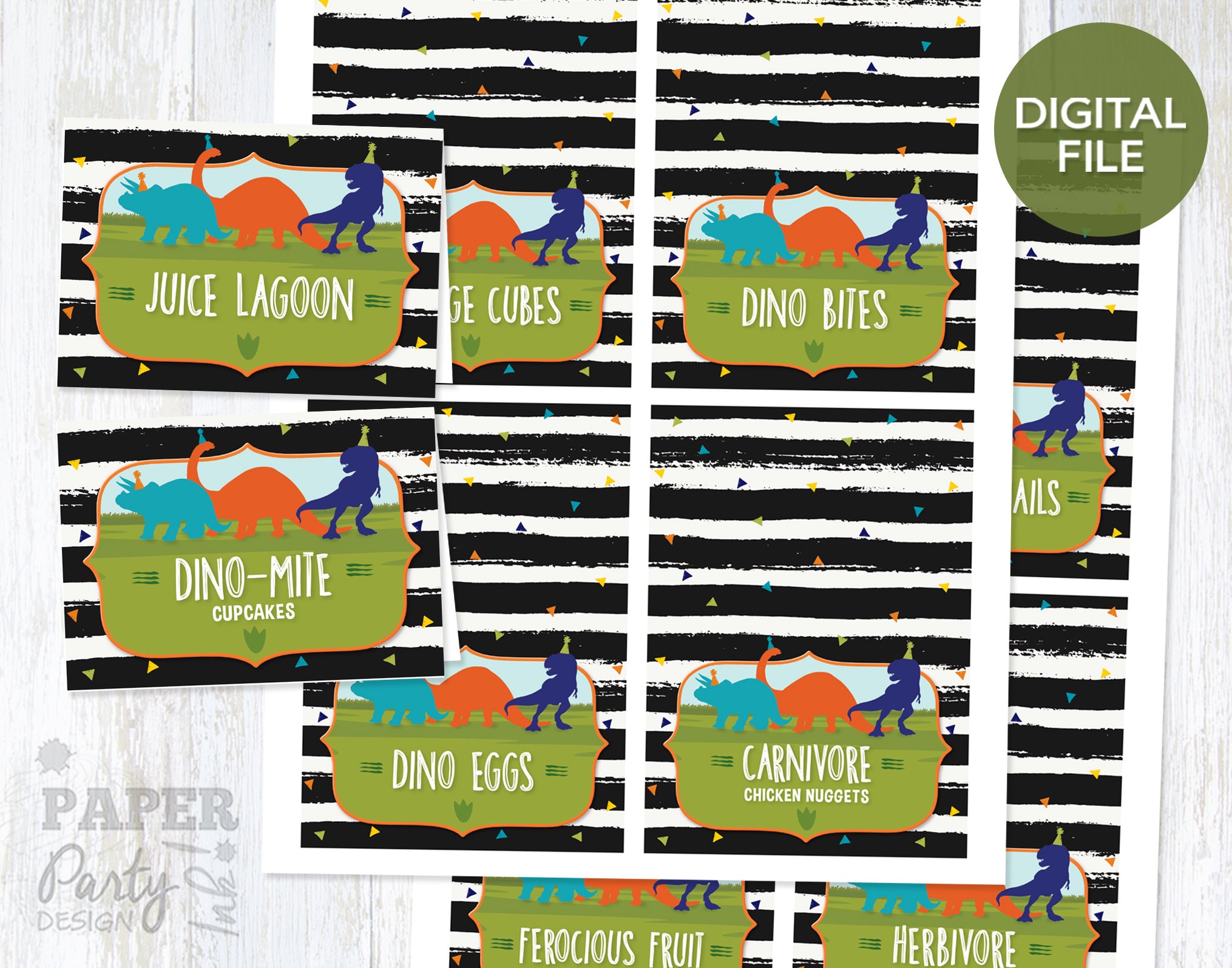 Dinosaur Birthday Food Labels Dinosaur Party Printable Food | Etsy