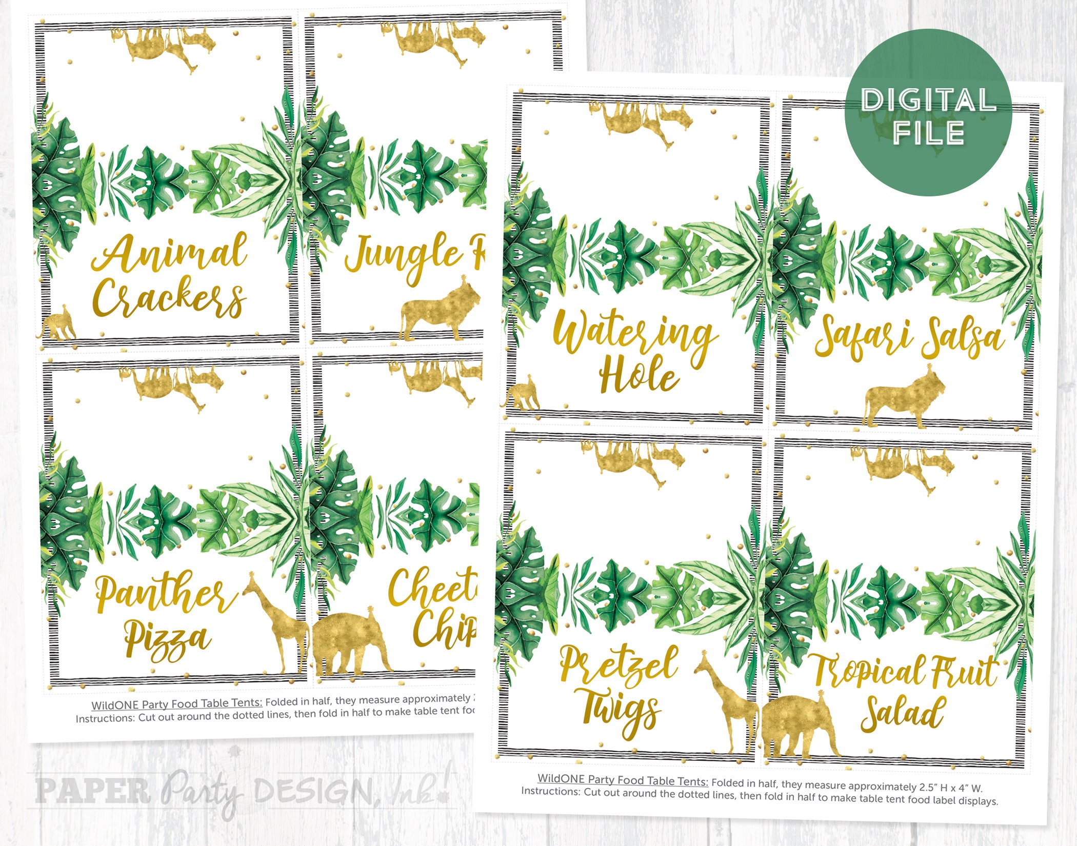 Wild ONE Birthday Food Labels, Golden Safari Party Printable Food ...