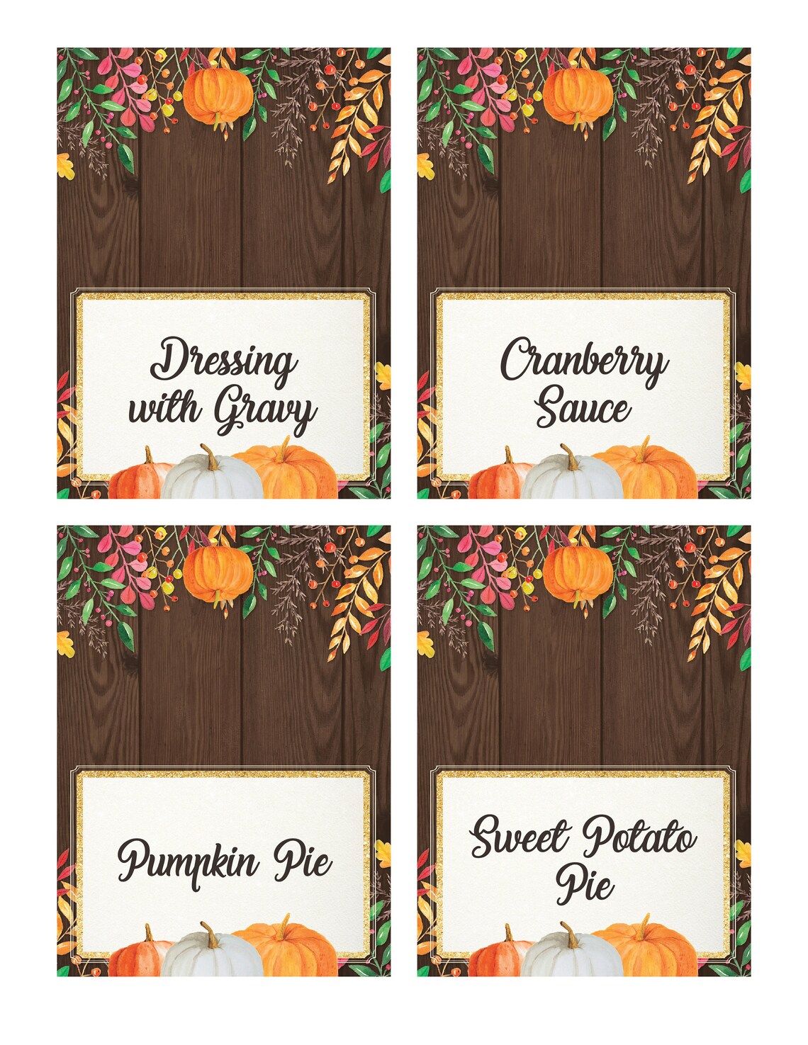 Thanksgiving Printable Food Labels Fall Printable Food | Etsy