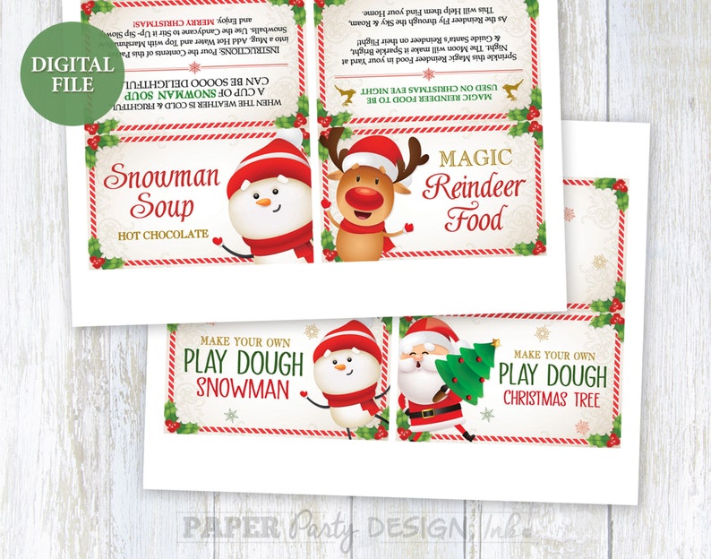 Printable Snowman Soup, Reindeer Food and Christmas Play Dough Bag ...
