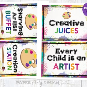 Printable Art Party Signs Set of 4, 5" X 7" Paint Party Signs, Art ...
