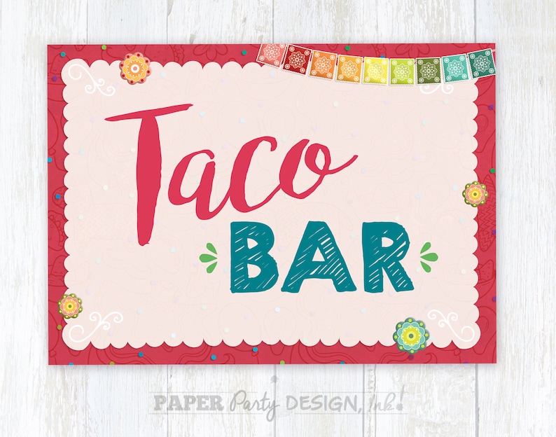 Taco Twosday Party 5 X 7 Taco Bar Sign Taco Bar - Etsy