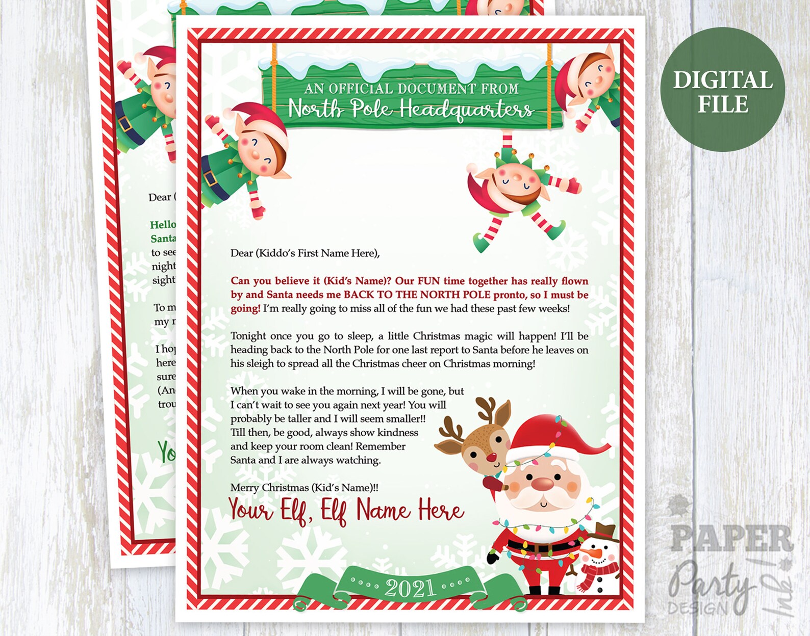 Printable Personalized Christmas Elf Letter and Adoption Certificate ...