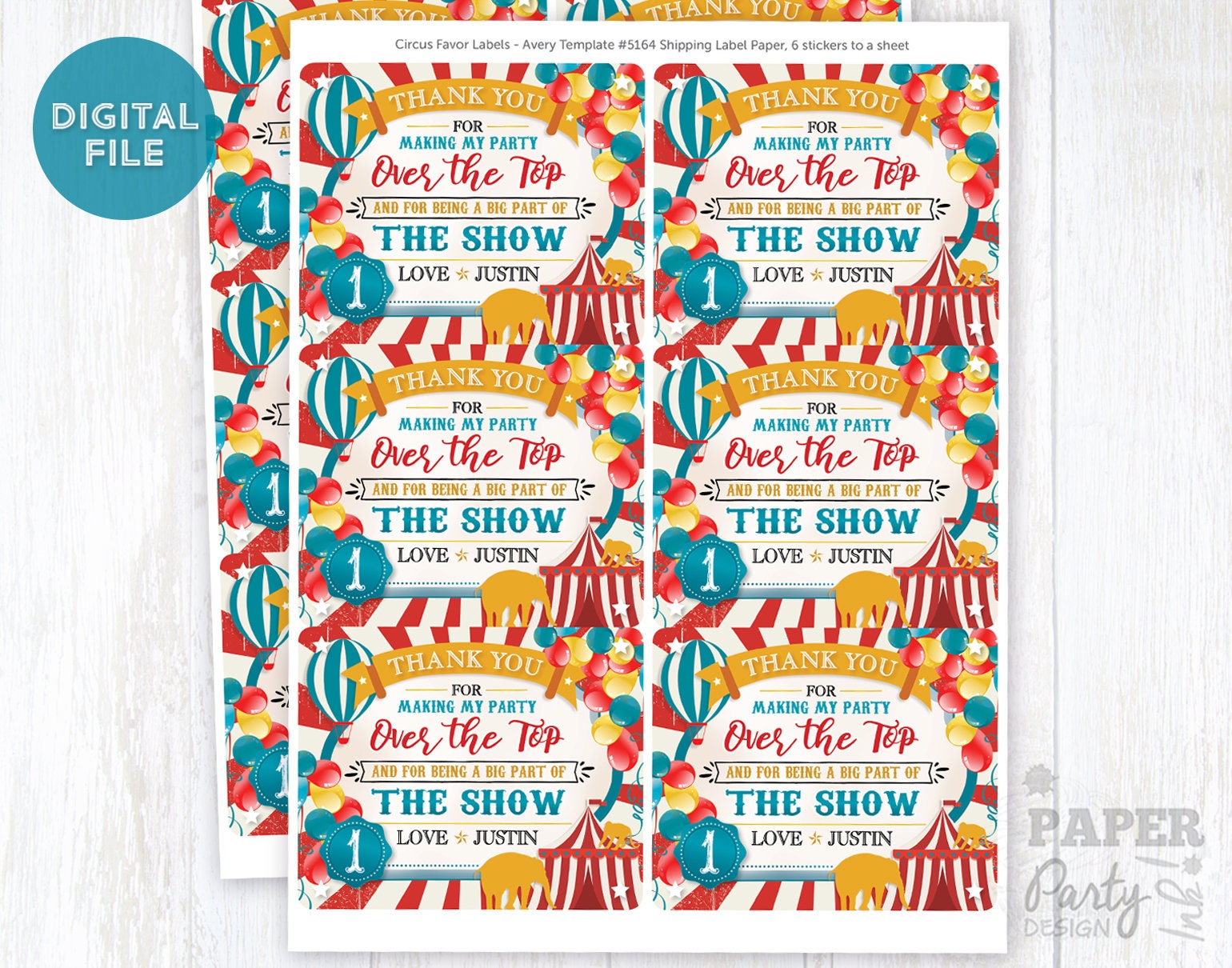 Carnival Birthday Party Favor Stickers Circus Party Labels - Etsy