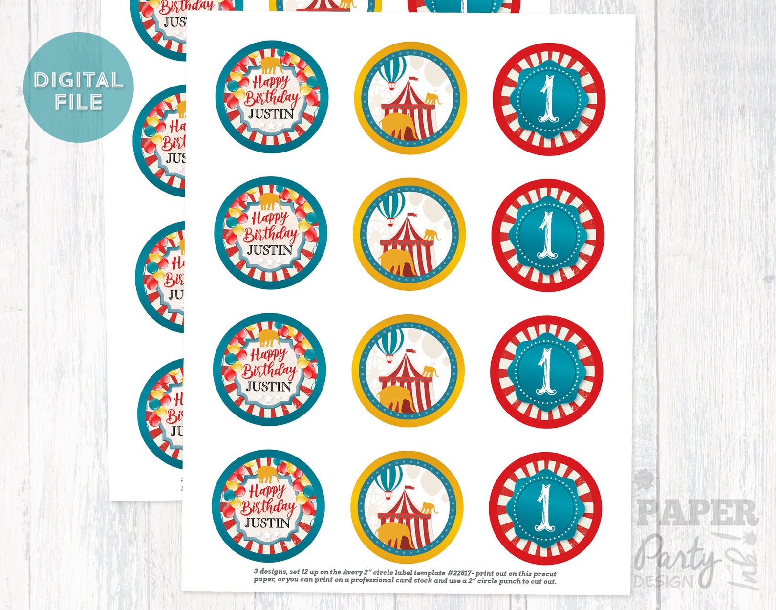 Carnival Birthday Party Cupcake Toppers Circus Party Toppers - Etsy
