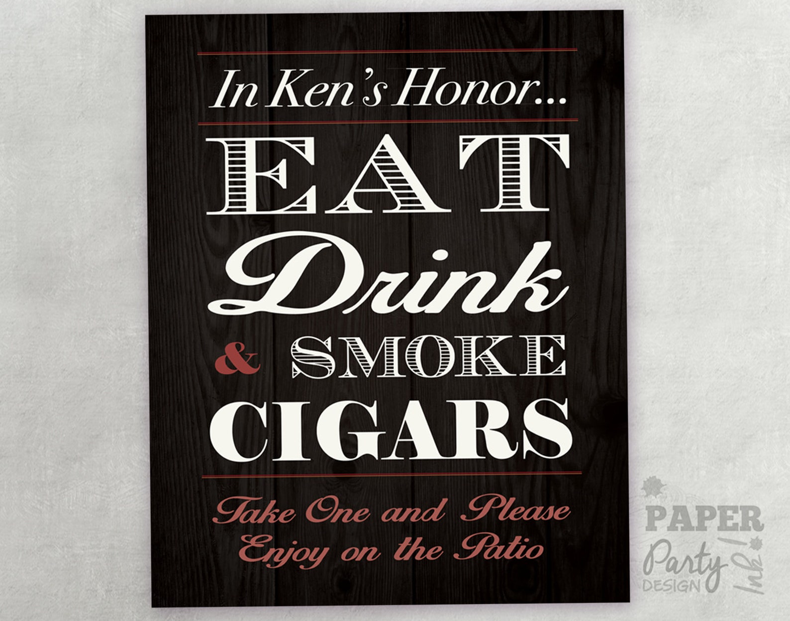 Cigar Bar Custom Sign, 8 X 10 Digital Cigar Bar Sign, Personalized ...