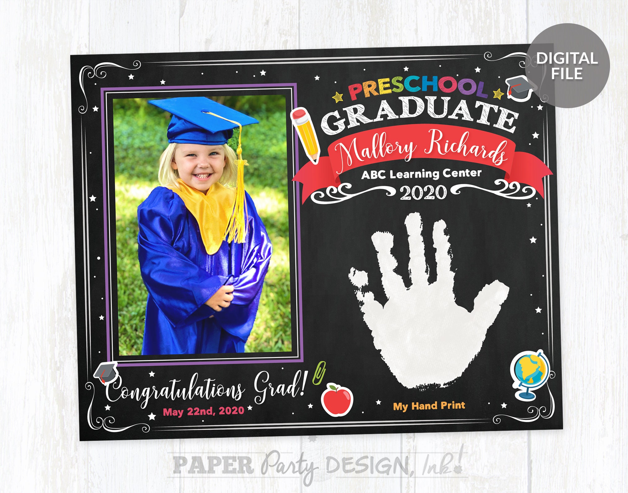 Preschool Graduation Printable Photo Certificate Pre-K | Etsy