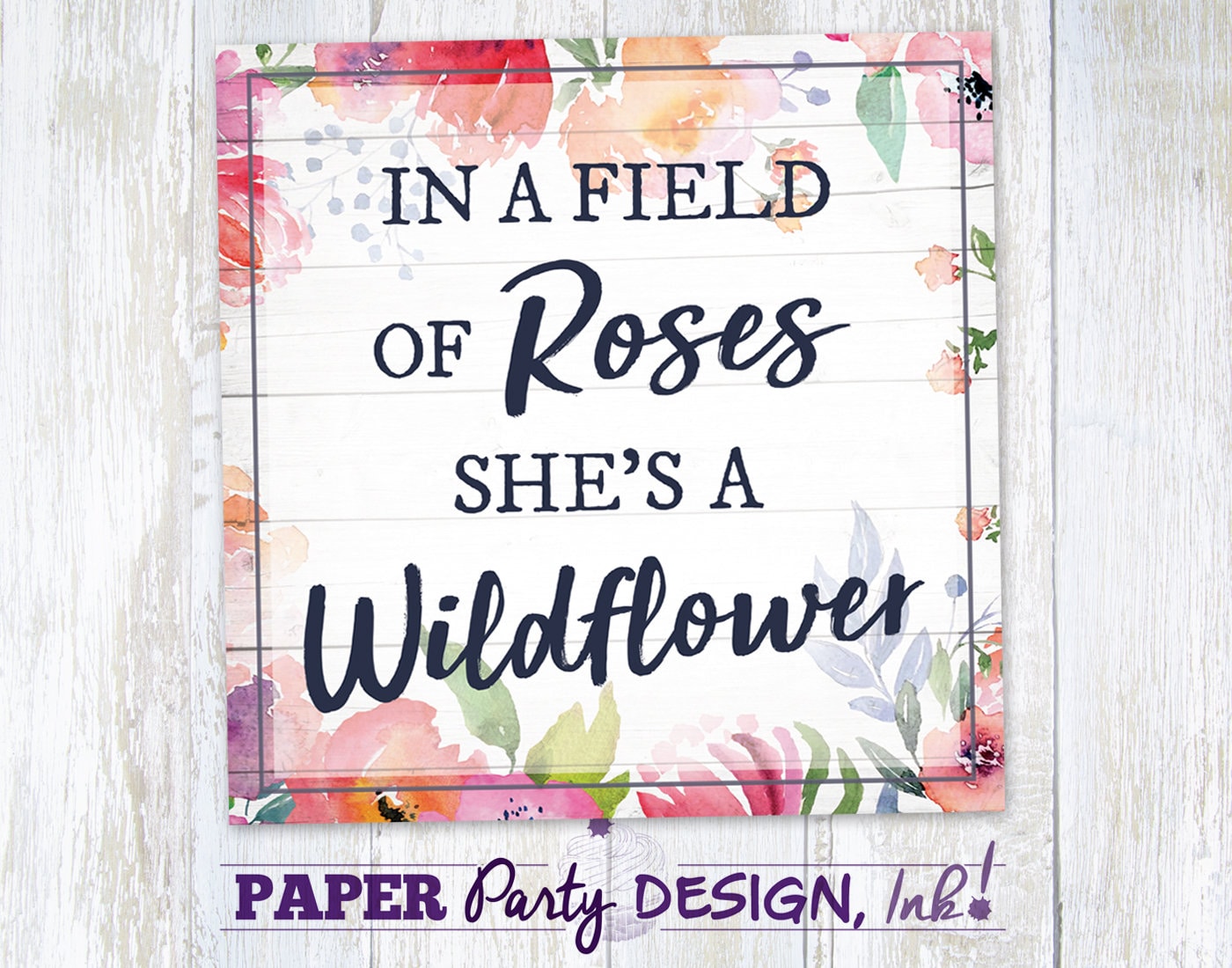 Wildflower Wall Art Printable Sign 12 X 12 in a - Etsy