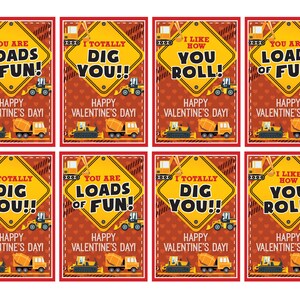 Printable Valentine's Day Construction Themed Cards, Construction Truck ...