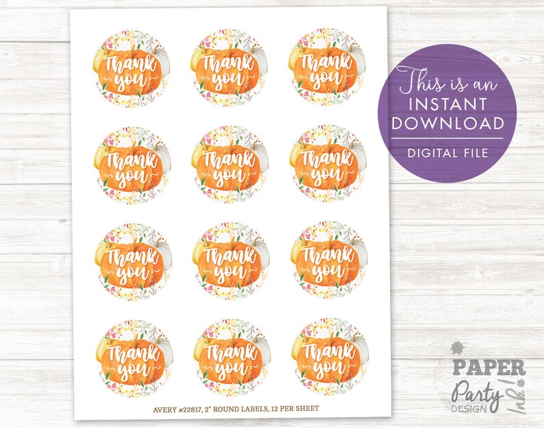 Printable Pumpkin Thank You Tags, Thankful Tags, 2" Pumpkin Favor Tags ...